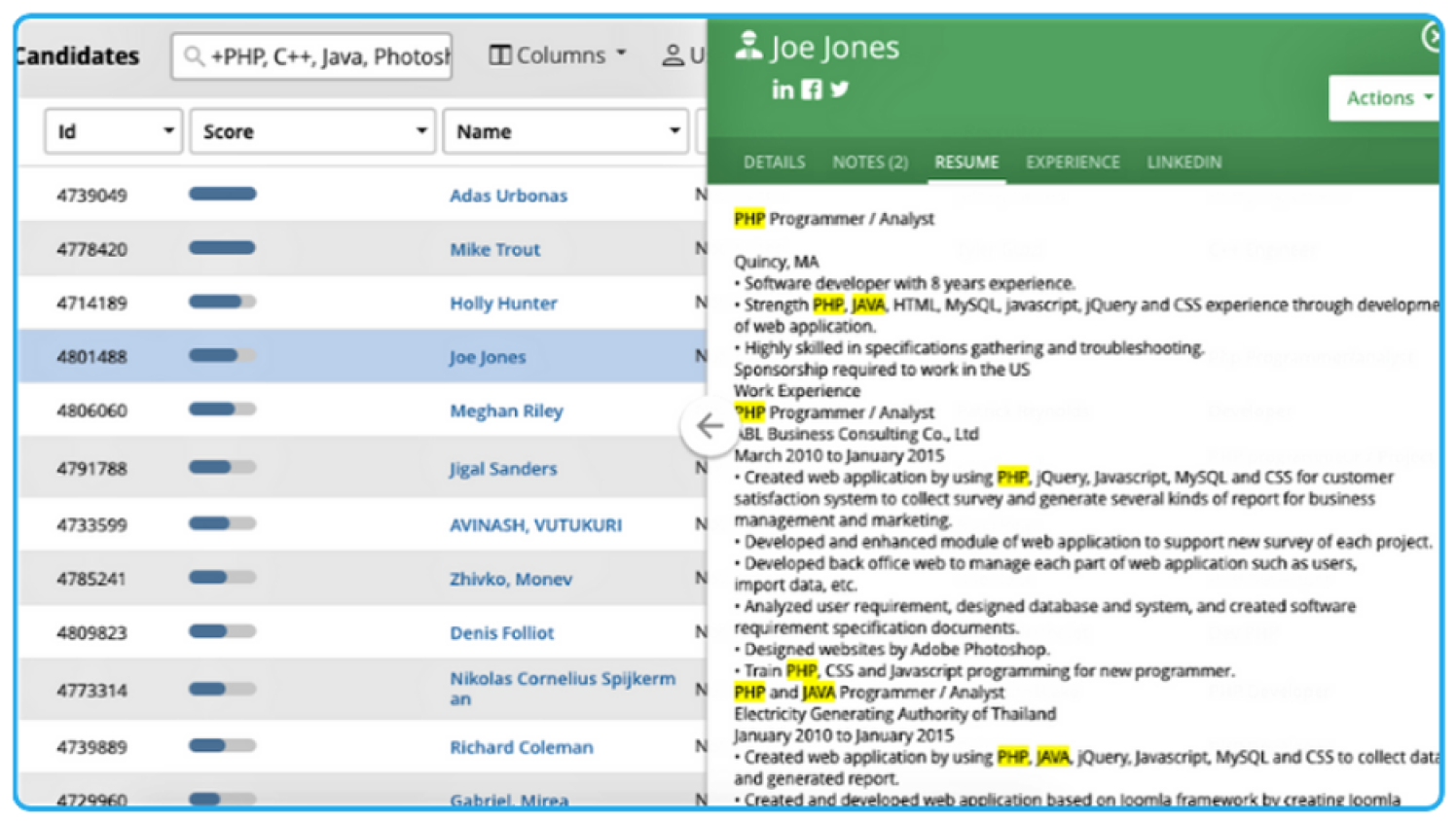 resume Relevance example